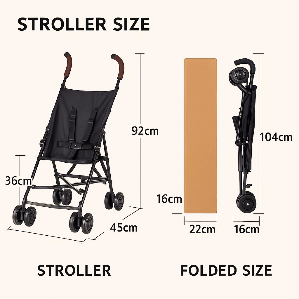BEIGE Pocket Baby Stroller For Baby 2.8KG Lightweight One-click Folding ...