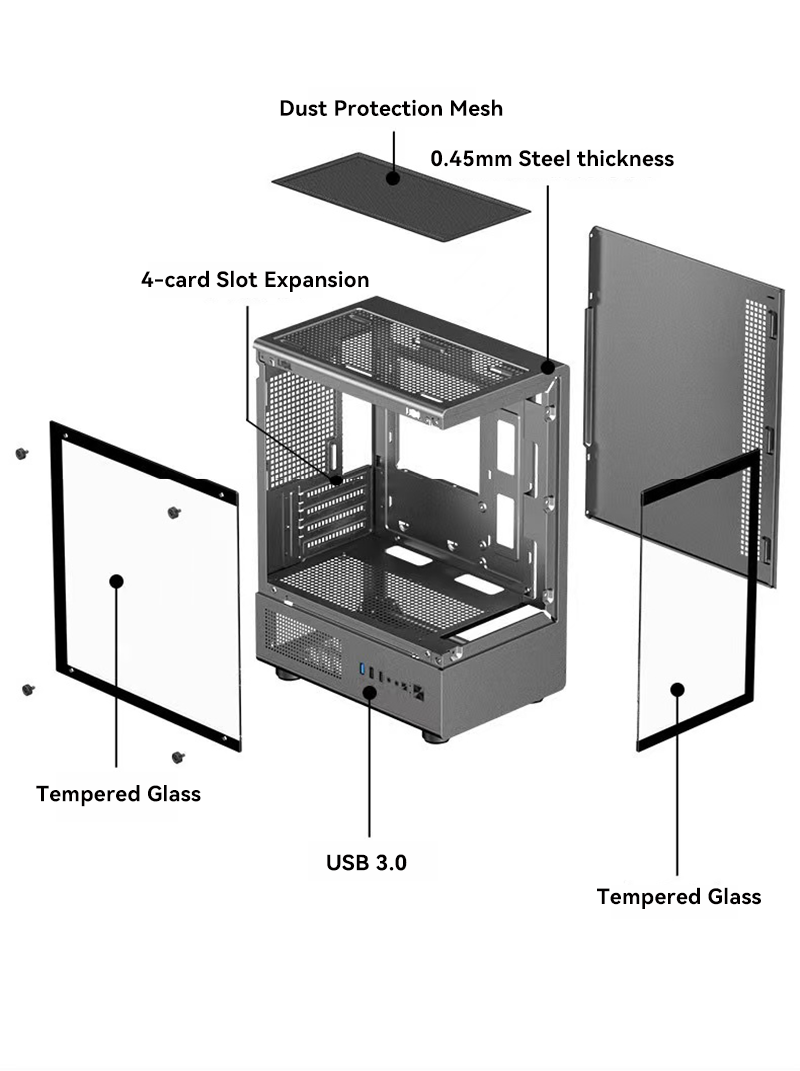 Inplay Openview V300 PC Case With Tempered Glass Mid-Tower M-ATX ...