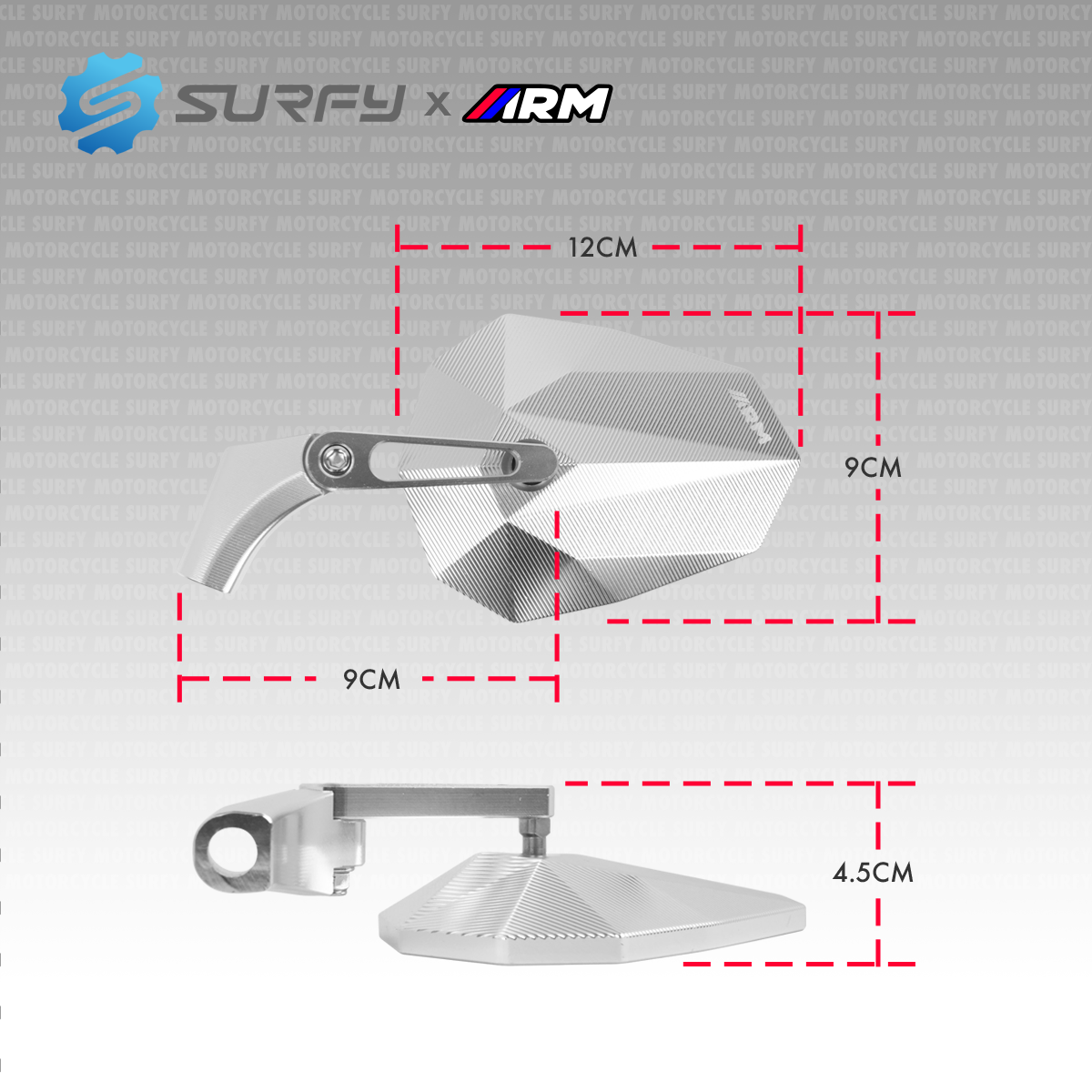 ARM Nighthawk V3 Side Mirror Multi-Edge Design Full CNC 360° Adjustment ...