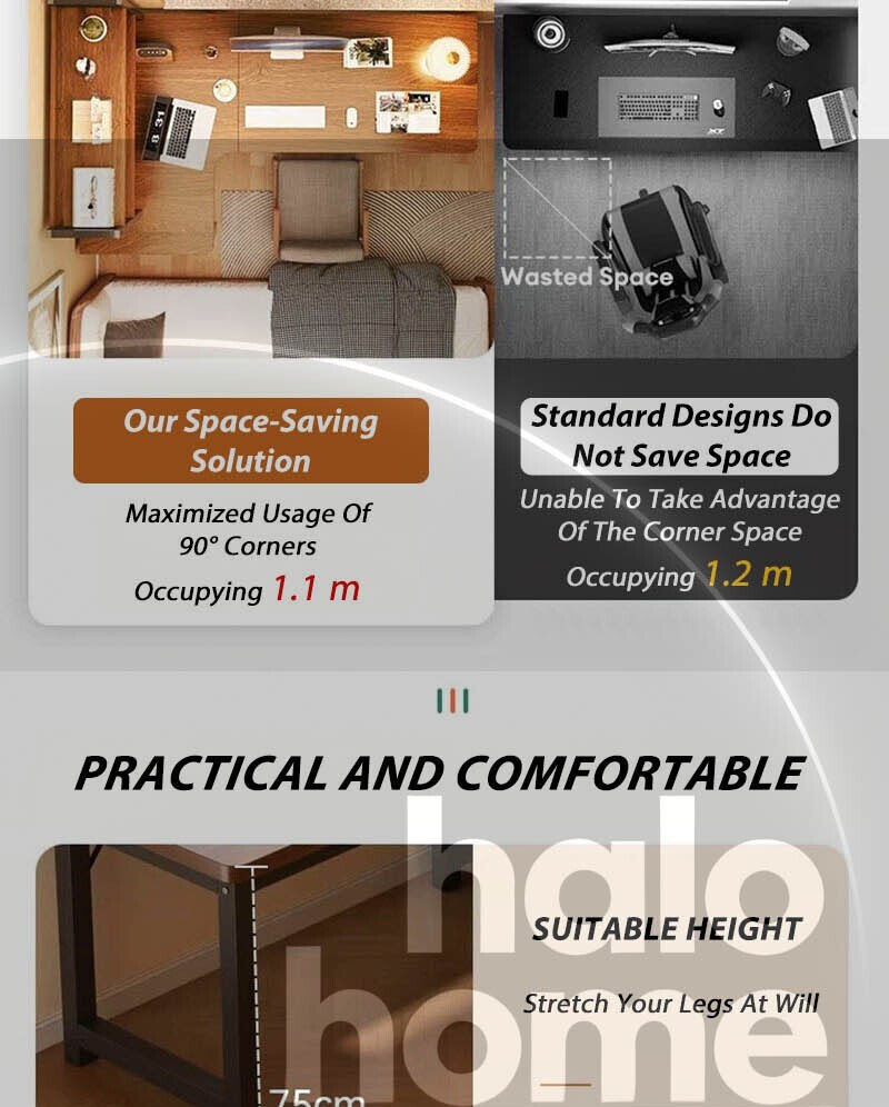 【3 Color】MM L-Shaped Comer Desk Office Gaming Table White Computer ...