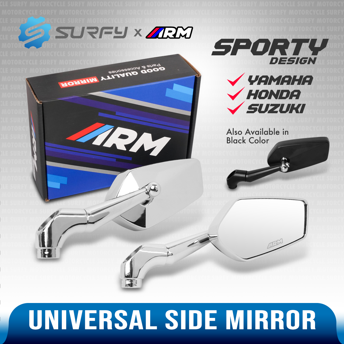 ARM Sport F1 Side Mirror Cast Alloy 360° Adjustment HD Anti-Glare Lens ...
