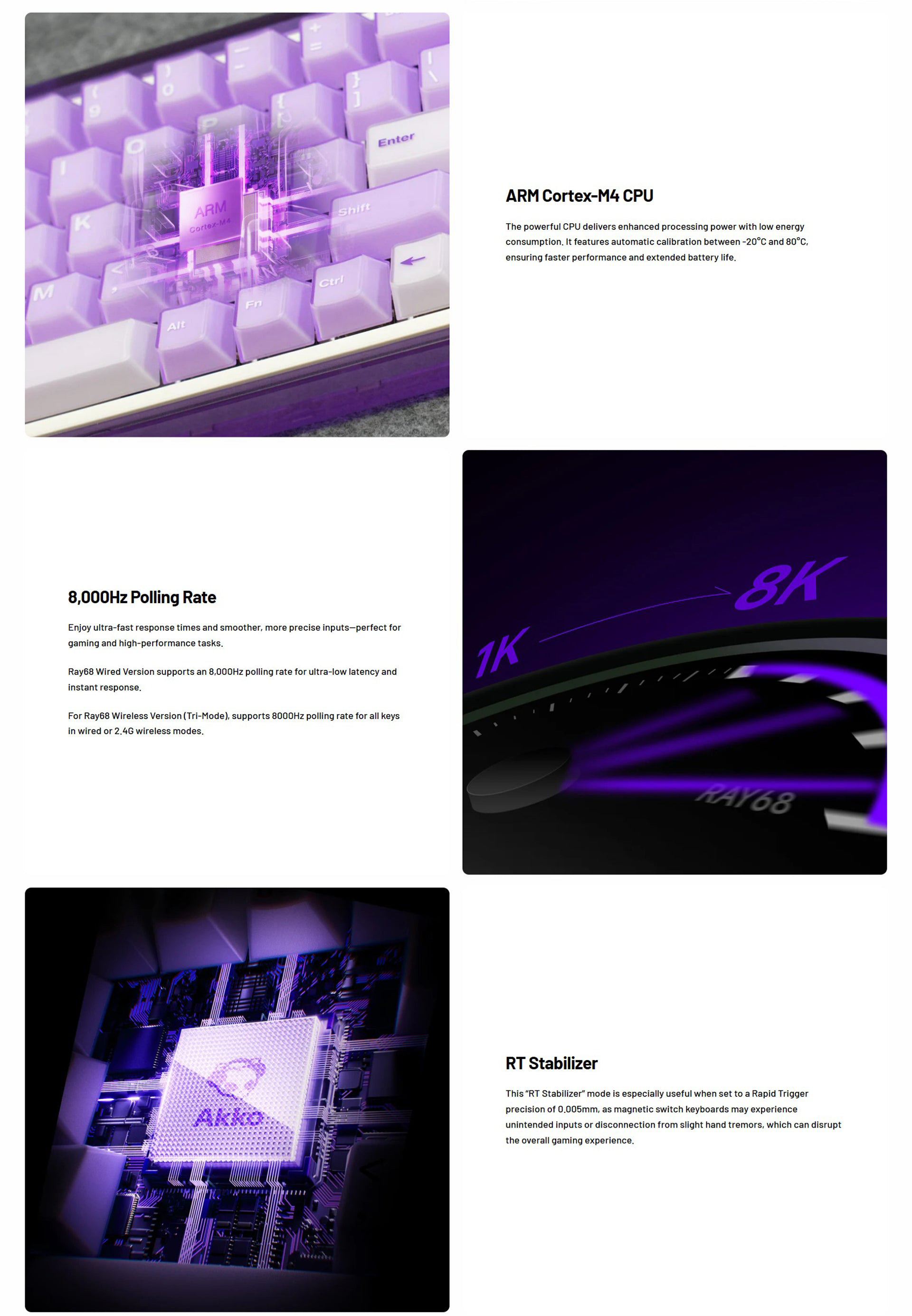 Akko Ray68 RGB Wired Mechanical Keyboard (Misty White) (Akko AstroAim ...