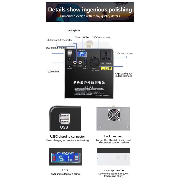 MOKETA 100W/150W/200W/300W Power Station 220V Multi-Function Portable ...