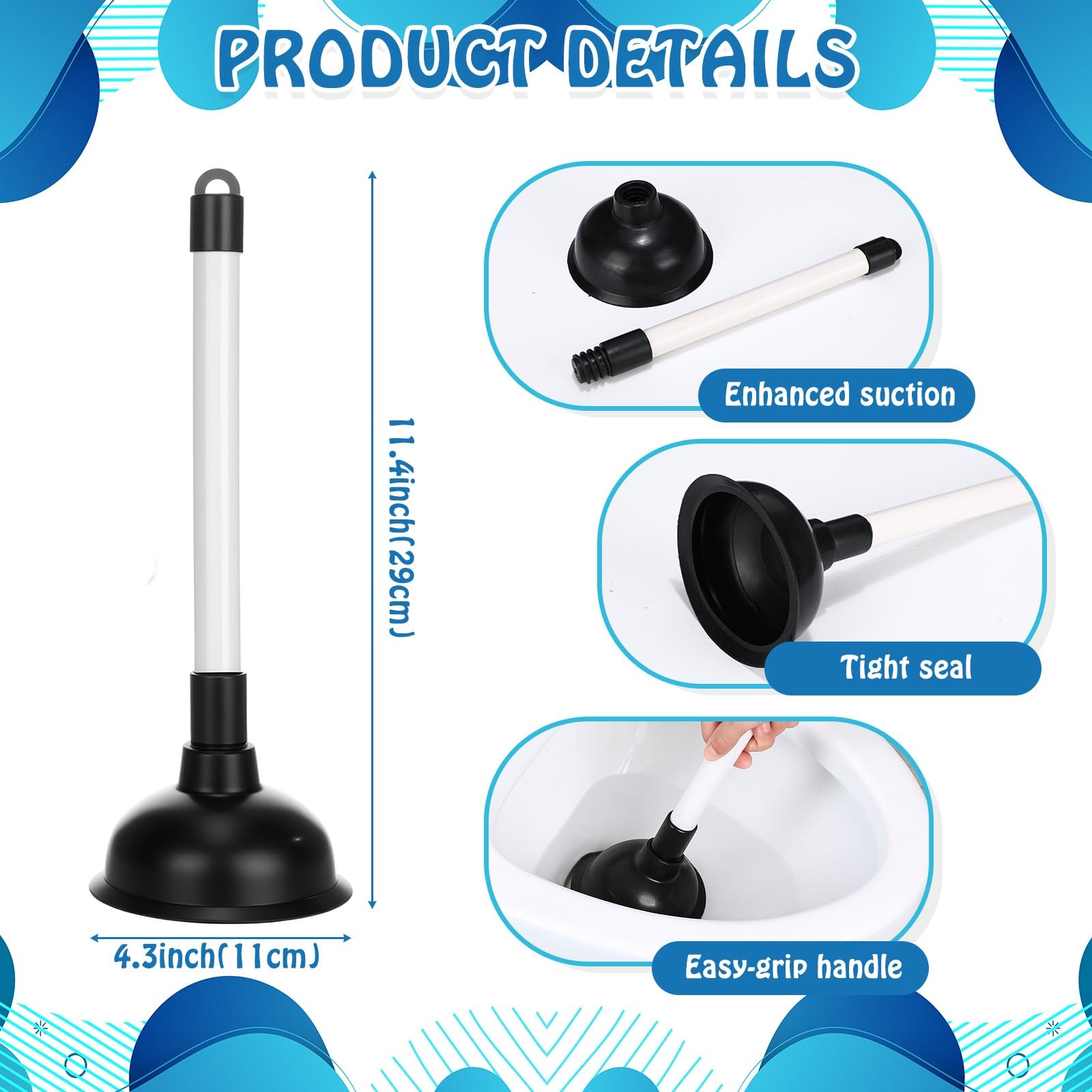 Hand Drain Plunger, Small Portable Size Force Pump Cleaner, Clog ...