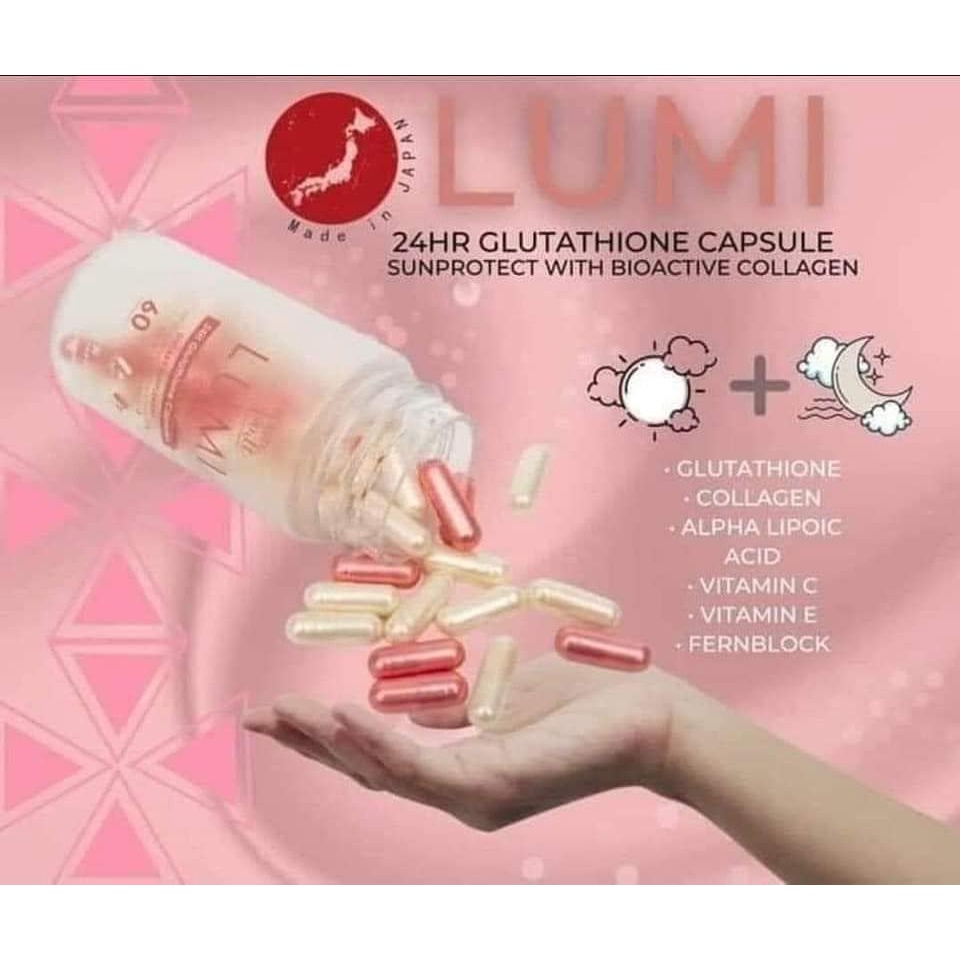 LUMI 60 CAPSULE Day Glutathione Collagen Whitening Support with Gluta ...