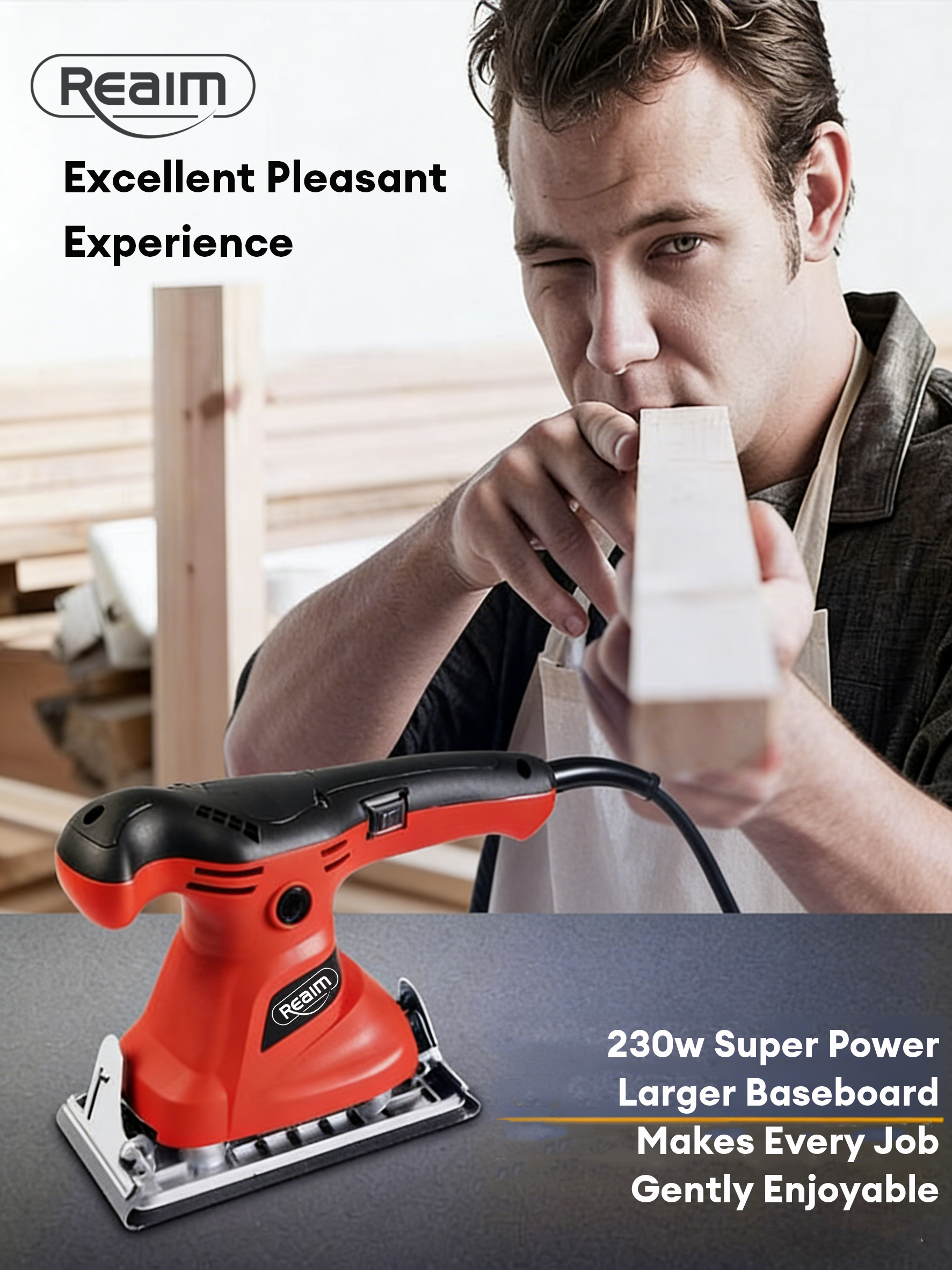REAIM Electric Sander Power Tool 380W Sanding Machine Sander For Wood ...