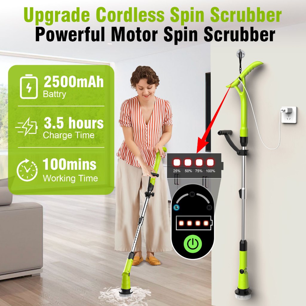 Qimedo 90min Electric Deep Bathroom Cleaning Brush, Cordless Spin ...