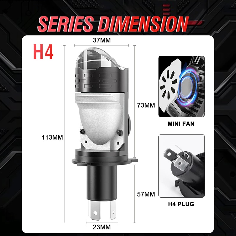 Y1 MAX H4 100W Led Projector Mini Lens Bi Led Lens 400000LM Headlight ...
