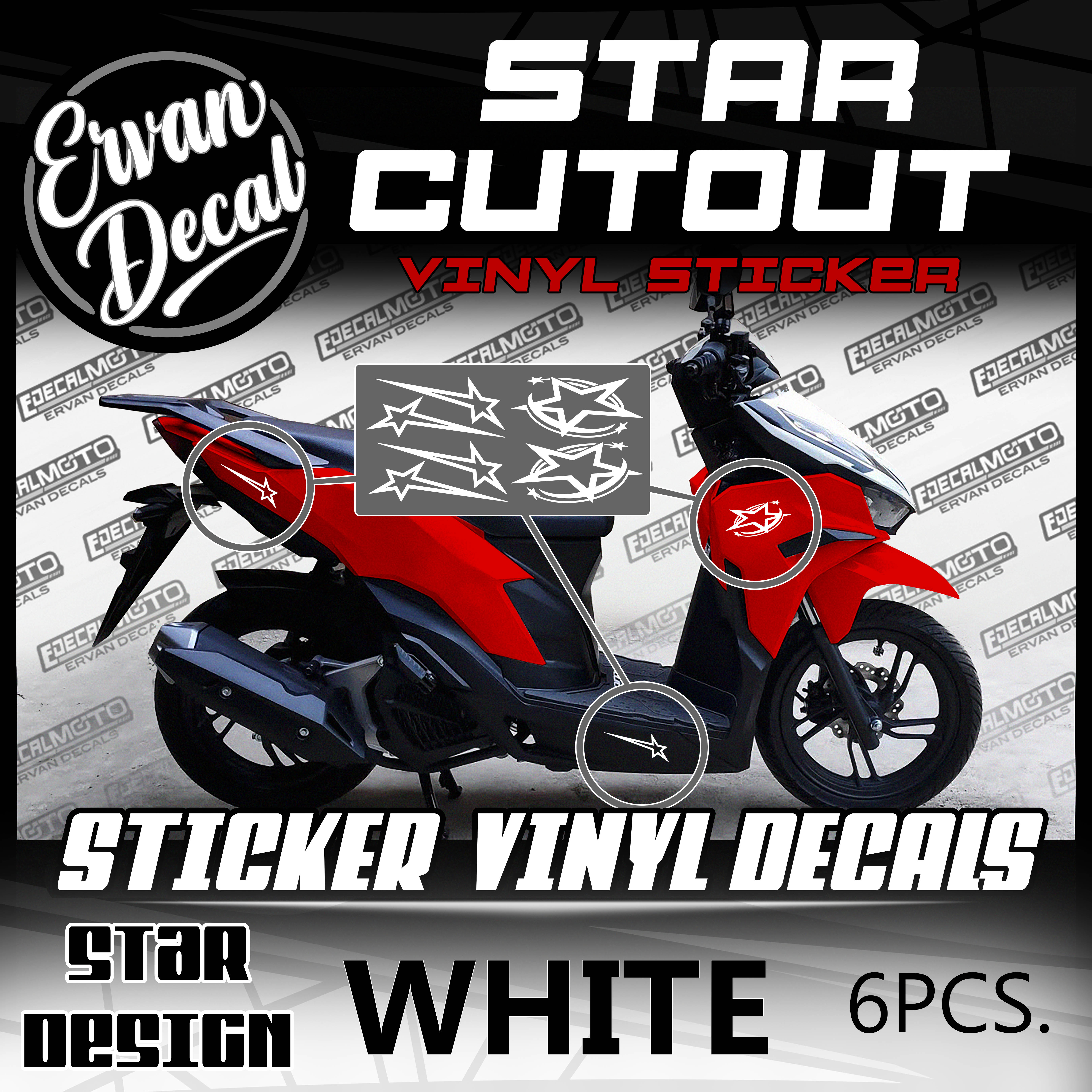 STAR DESIGN LIGTHNING STAR STICKER VINYL CUTOUT FOR VEHICLE ERVAN ...