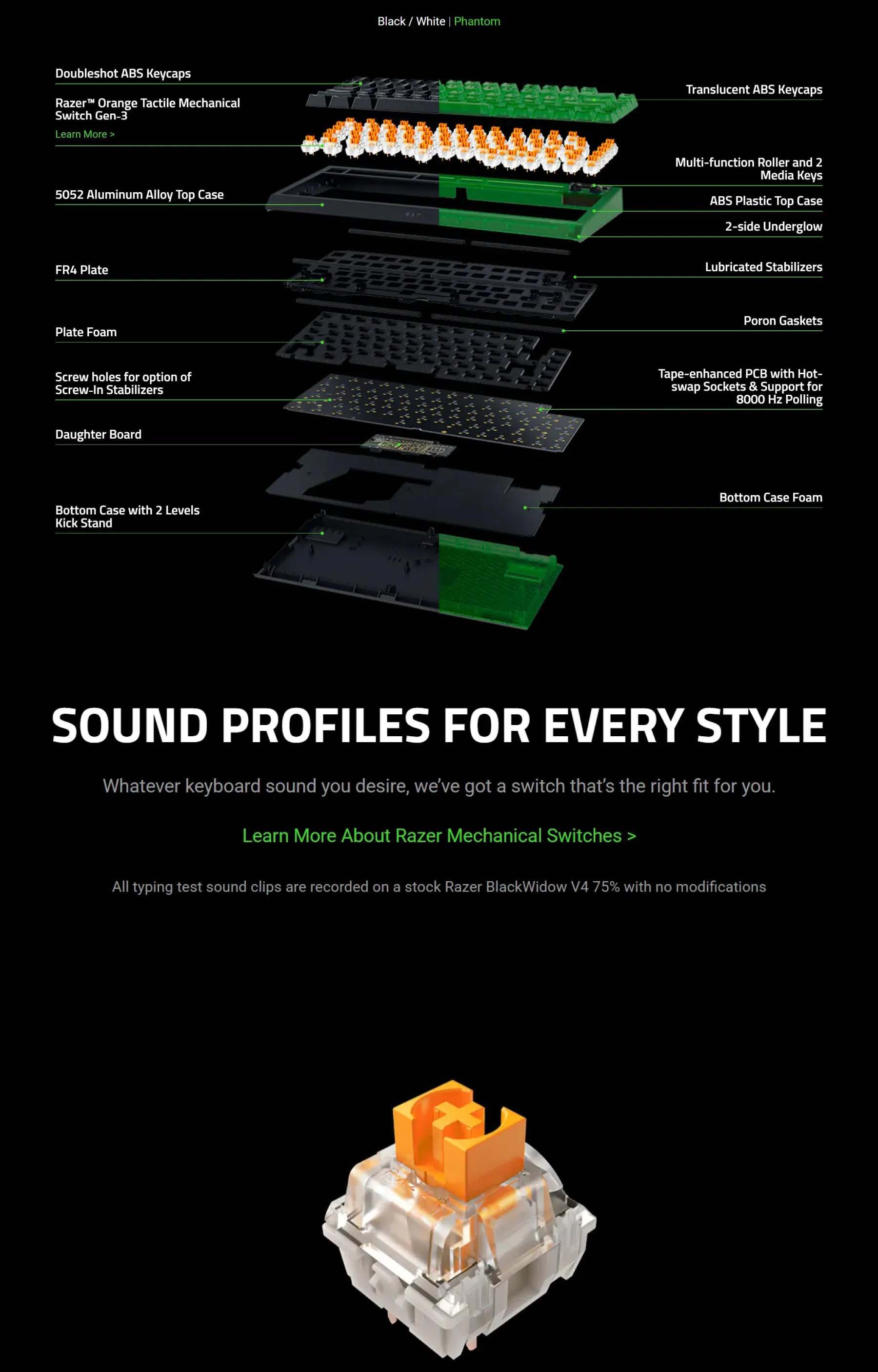 Razer BlackWidow V4 75% Hot-swappable Mechanical Gaming Keyboard ...
