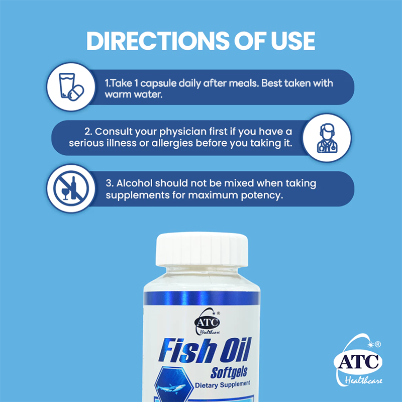 ATC Fish Oil 1000mg x 100's Softgel Capsules(1 Bottle) Omega 3 ...