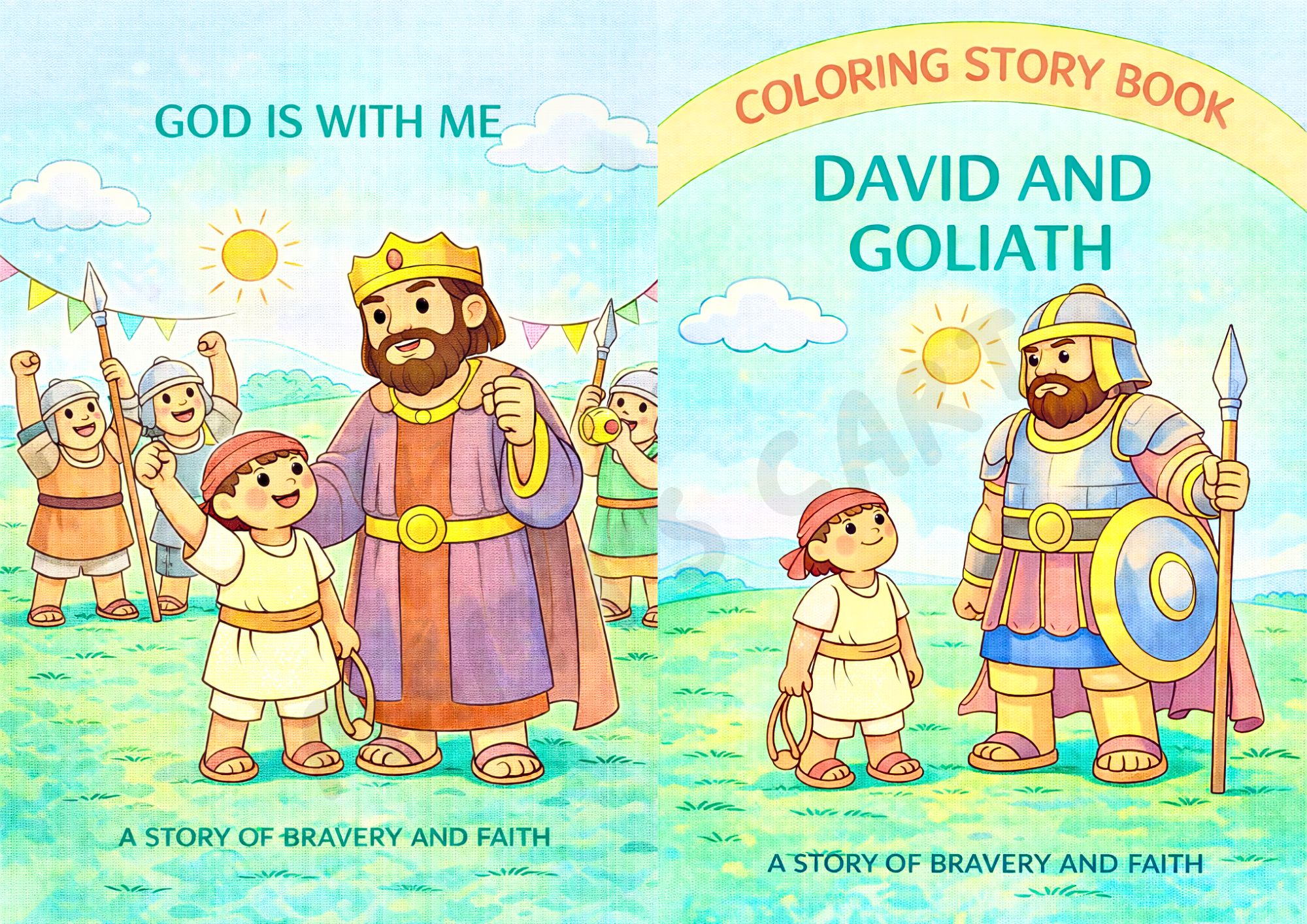 DAVID AND GOLIATH BIBLE COLORING STORY BOOK FOR TODDLERS AND ...
