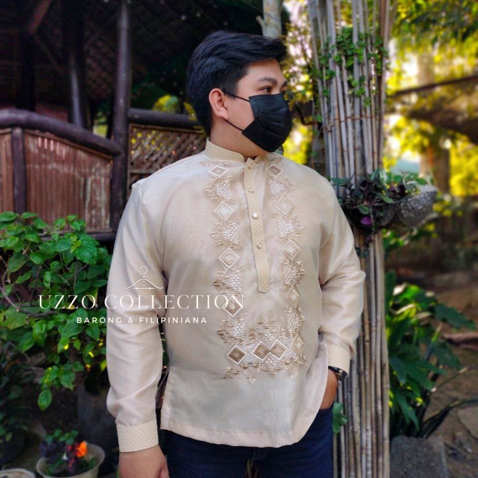 HABLON II Beige Modern Barong Tagalog Pinya Organza Chinese Sports ...