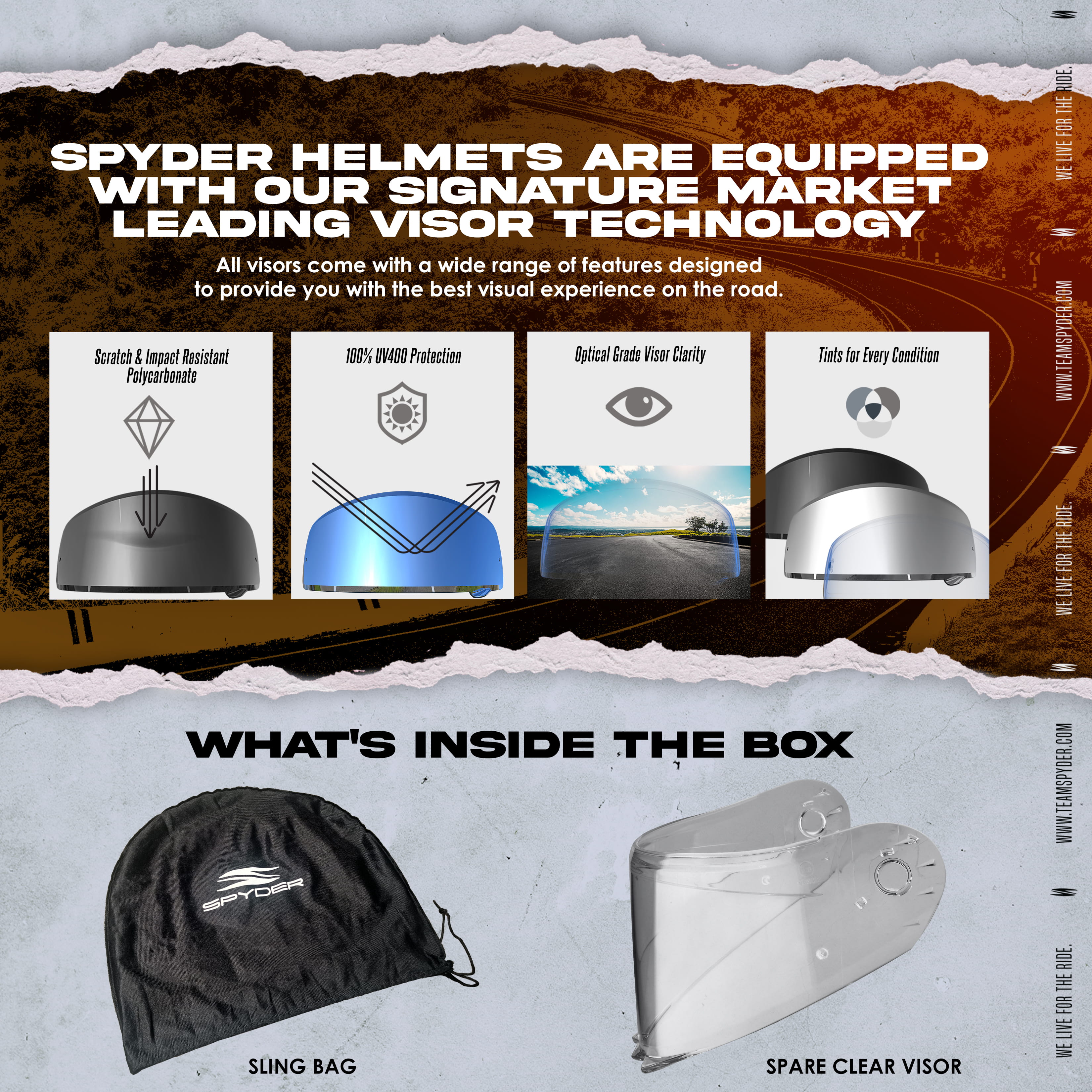 Spyder FORCE+ PD S0 V3 Modular Dual Visor Motorcycle Helmet | ECE ...