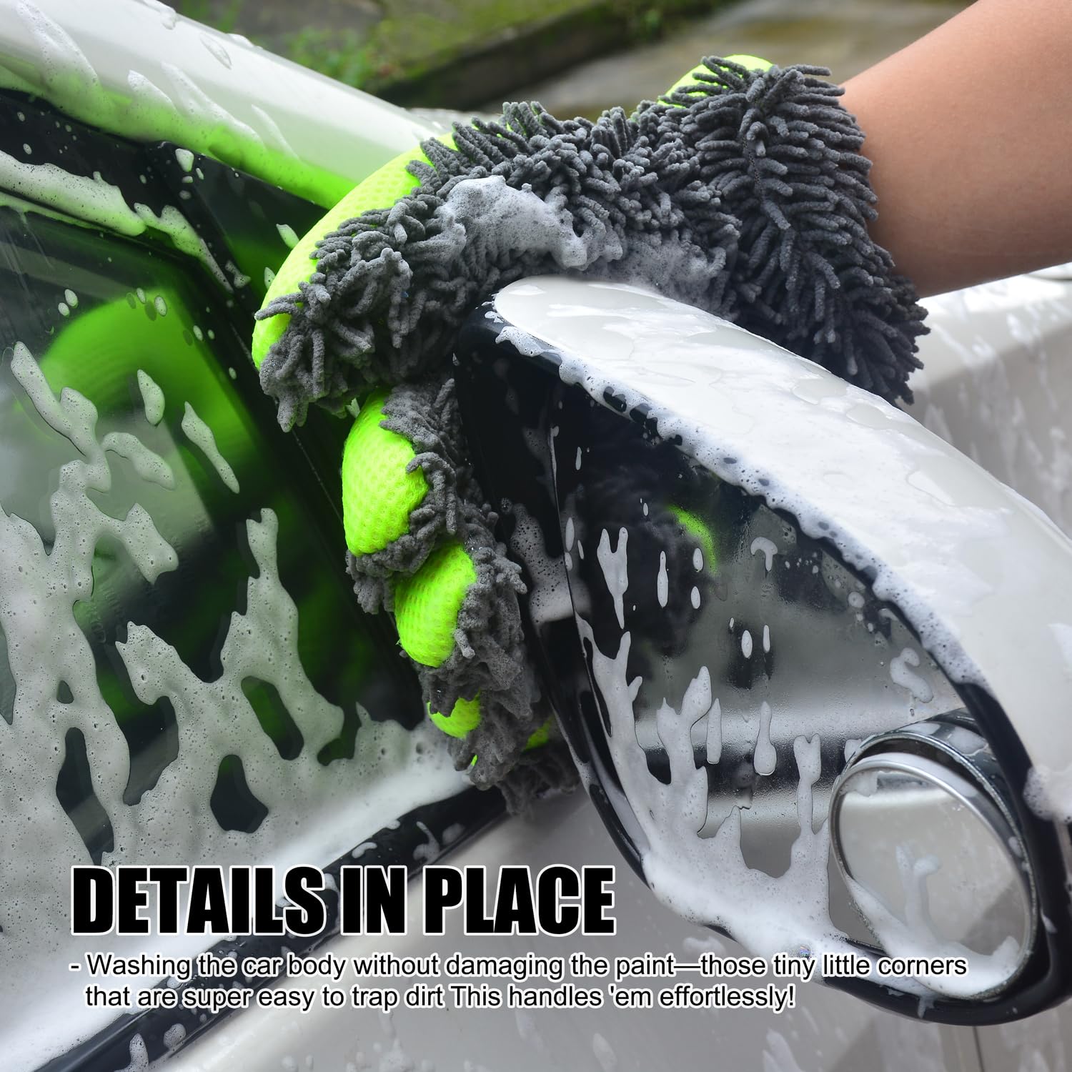 Multi functional car washing gloves with thickened fiber and scratch ...