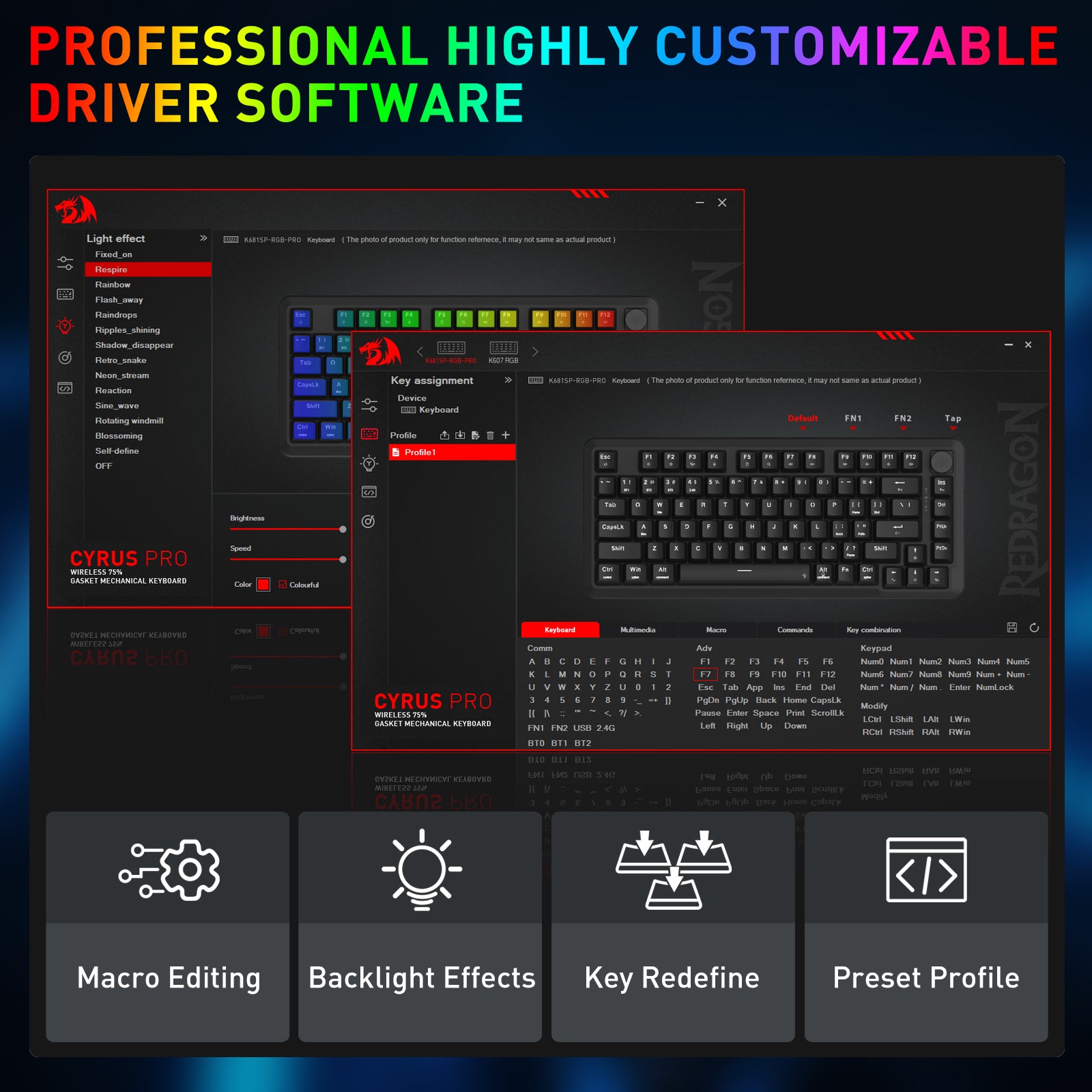 Redragon Cyrus Pro Wireless Gaming Keyboard (K681SP-RGB_PRO) | Shopee ...