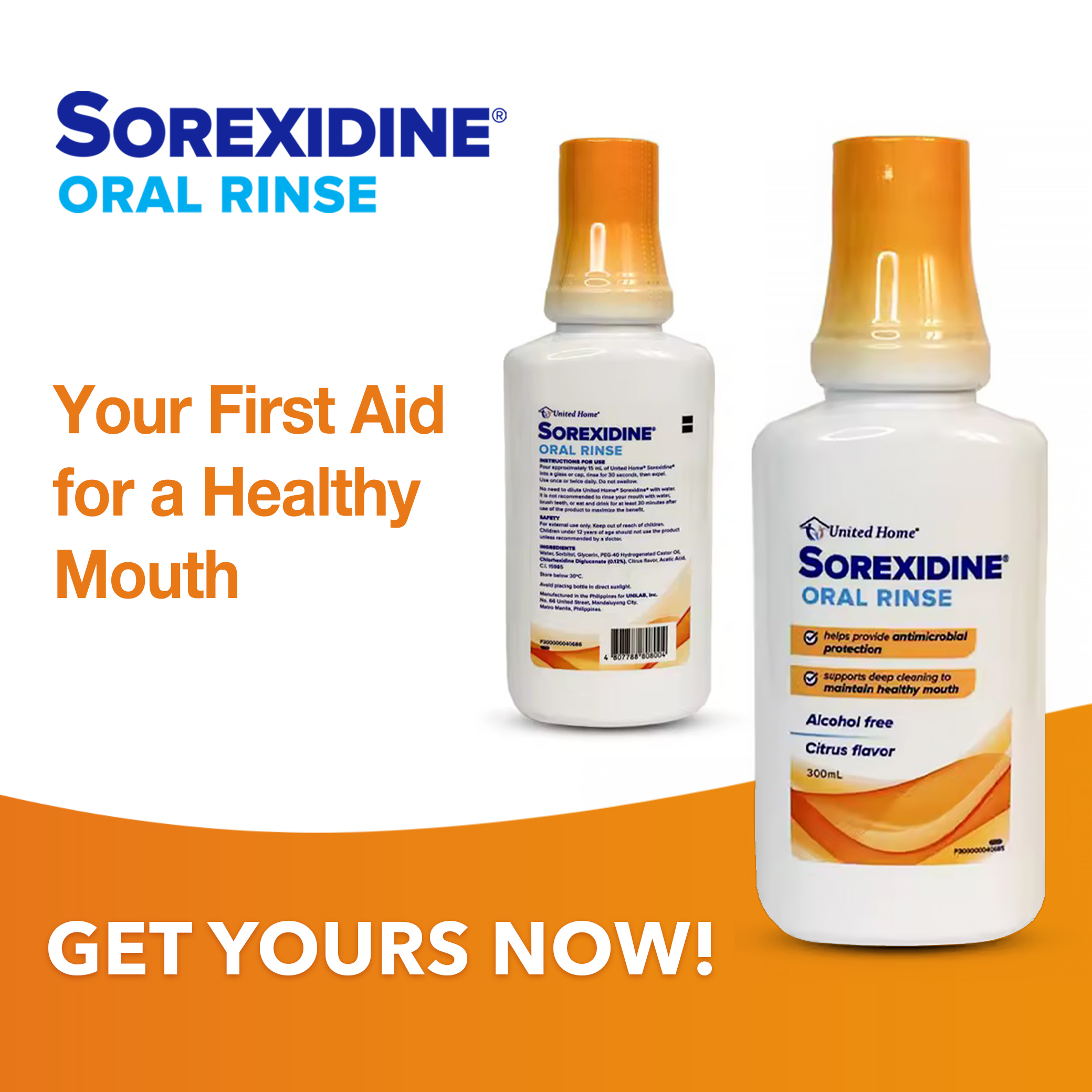 Sorexidine Oral Rinse 300ml Alcohol-Free Antimicrobial Mouthwash ...