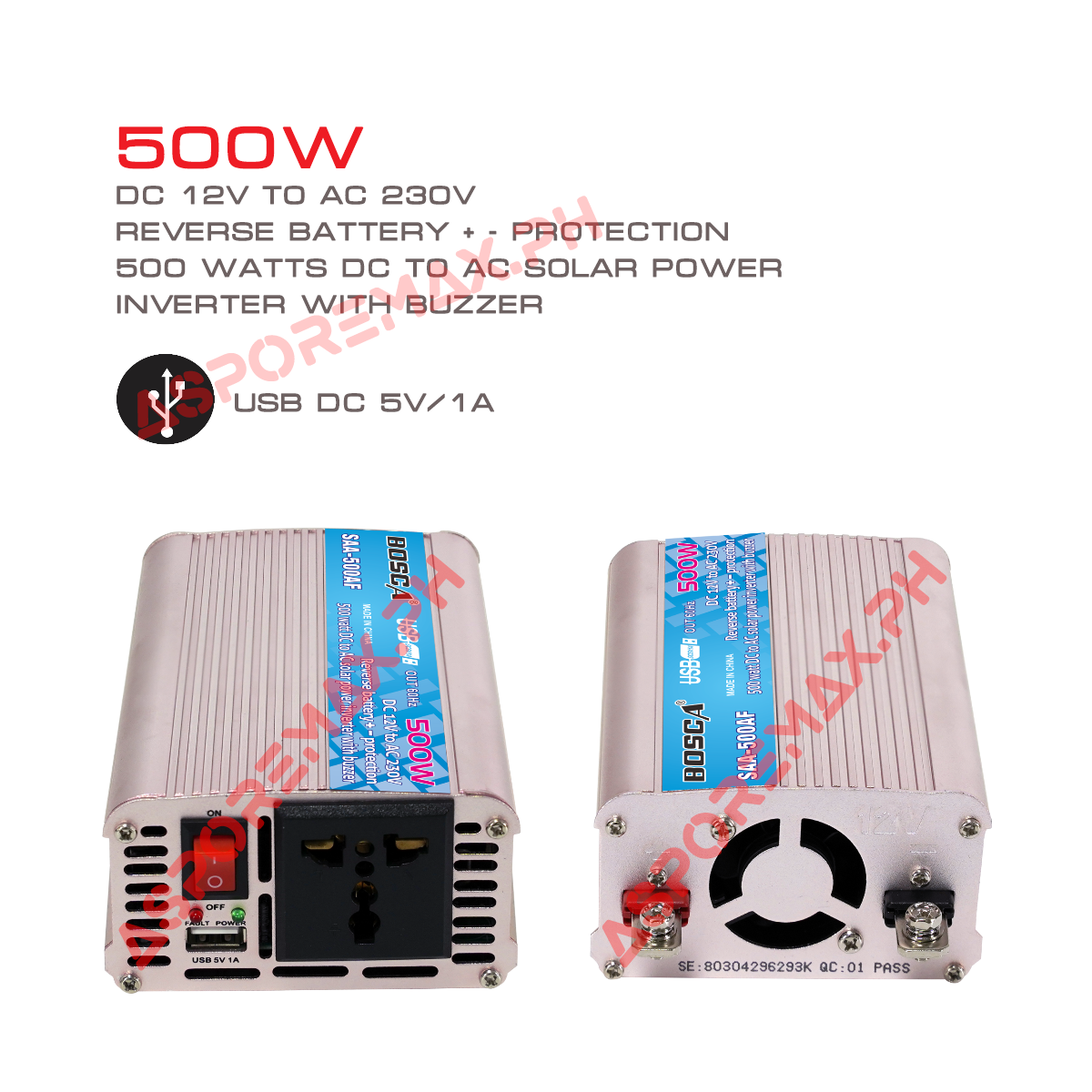 BOSCA INVETER 12V TO 220V 500w 1000w 1500W 2000W12V DCTo 220-230V AC ...