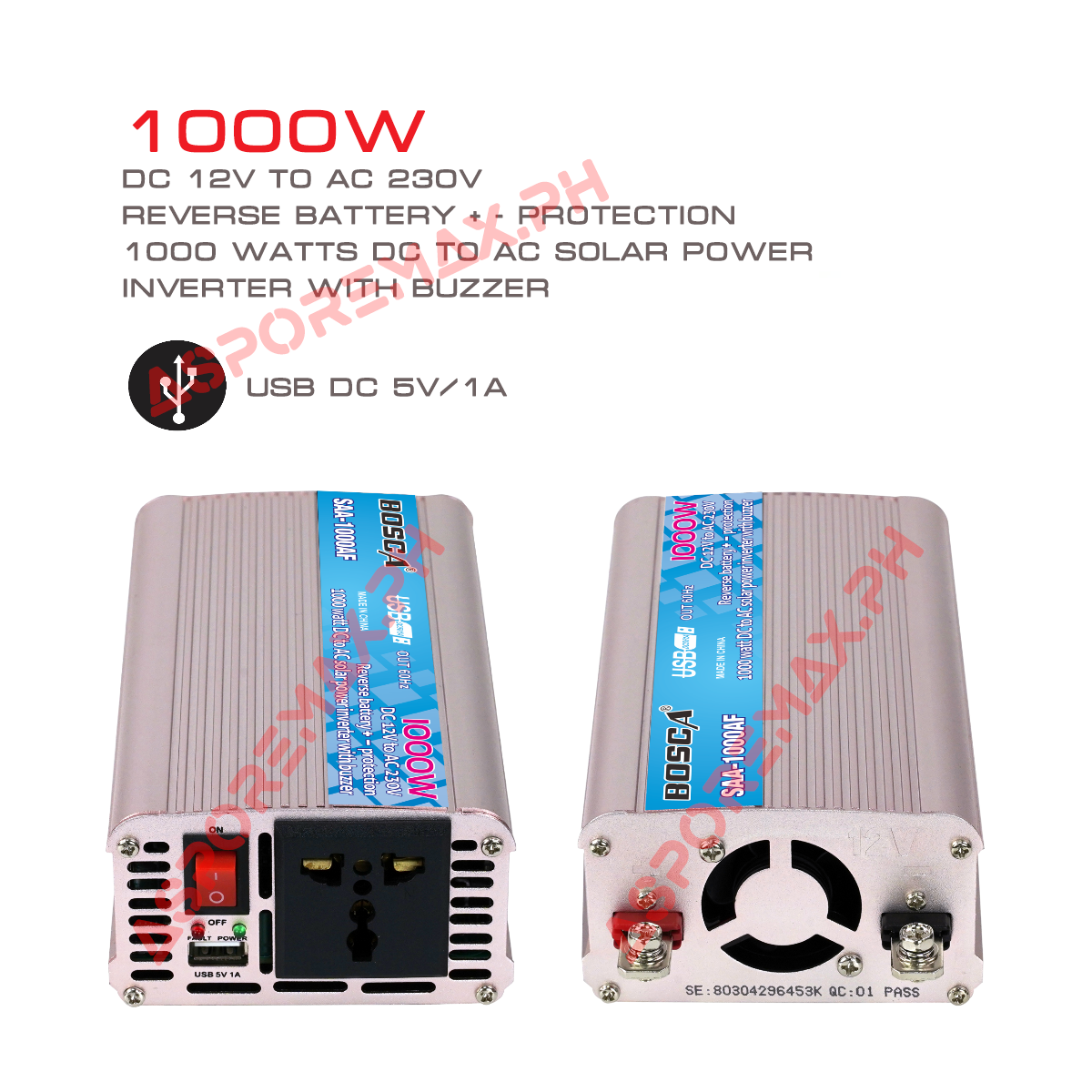 BOSCA INVETER 12V TO 220V 500w 1000w 1500W 2000W12V DCTo 220-230V AC ...