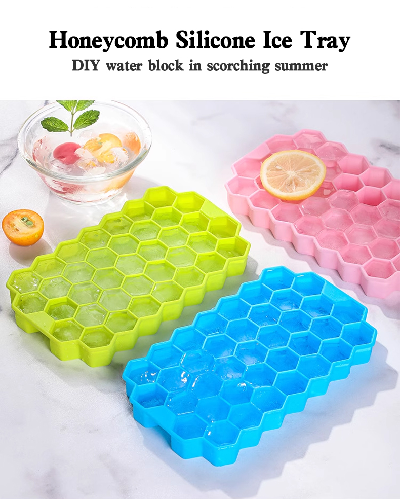 37 Grids Silicone Ice Cube Molder Tray Fruit Popsicle Maker with Square ...