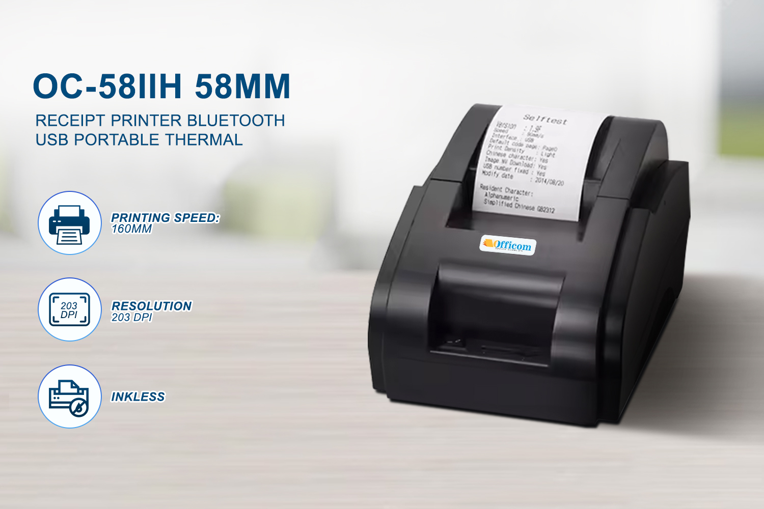 OC-58IIH Receipt Printer Bluetooth USB Portable Thermal FREE 5 ROLLS ...