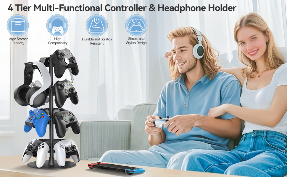 OIVO Multiple Controller & Headset Stand 4 Tiers for Desk (IV-P5425-4T ...