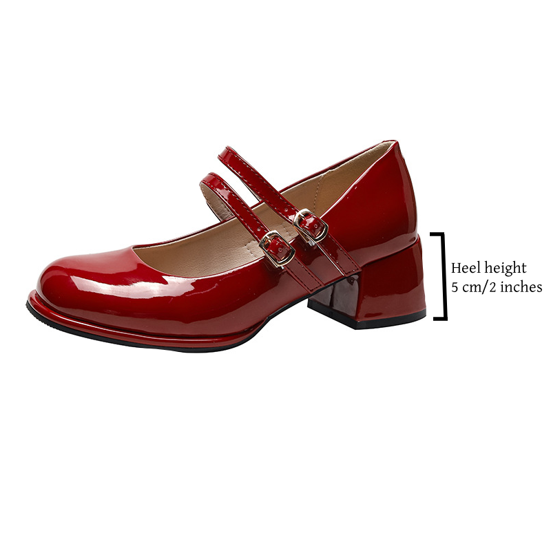 （With Box) Woman's Fashion Elegant Red Shoes with heels Chunky Shoes ...