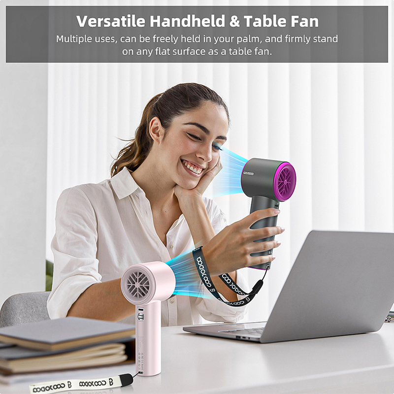 GOOJODOQ Mini Fan Rechargeable 4000 mAh Turbo Electric Jet Handheld ...