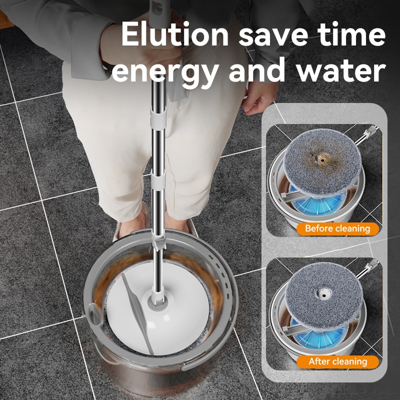 Deli 360° Rotating Mop Dual Water Zone Rotating Folding Mop with Clean ...