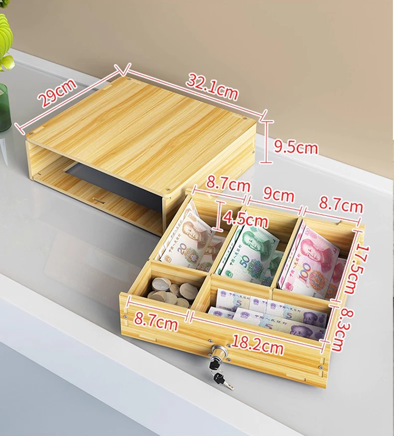 Cashier cash box with lock money organizer box Financial Office Desktop ...