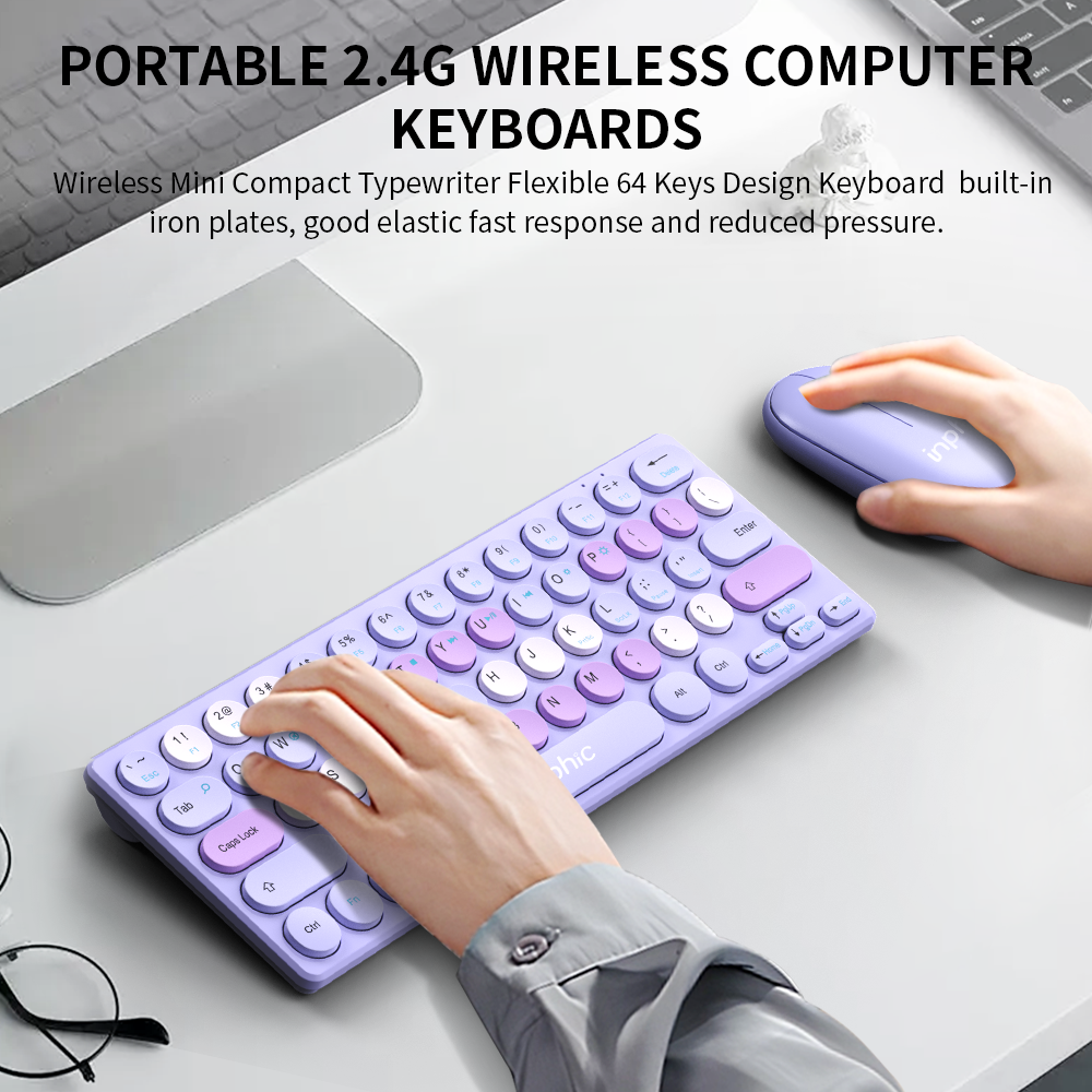 Zeus x Inphic 64 Keys Round Keycap Wireless Keyboard and Mouse Set For ...