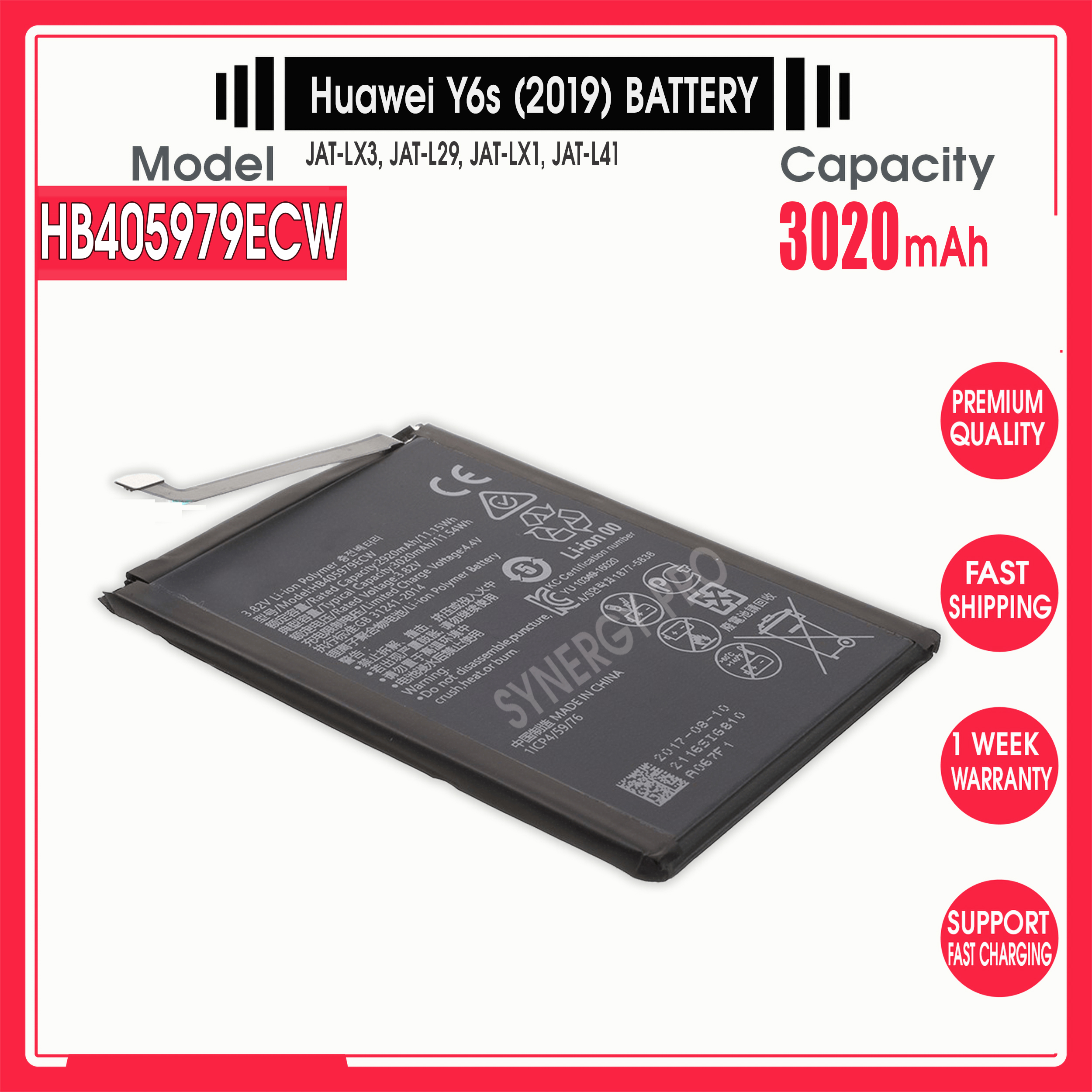 HB405979ECW BATTERY FOR HUAWEI Y6S 2019 BATTERY MODEL HB405979ECW ...