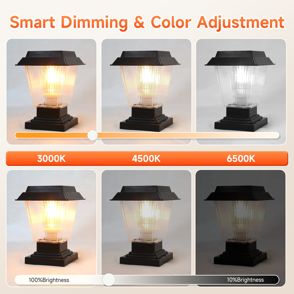 RGB Solar Post Light Waterproof Led Pillar Lamps Garden Lights Outdoor ...