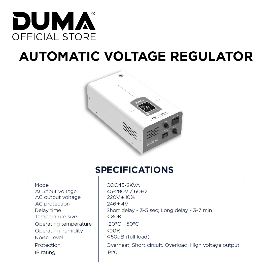 DUMA AUTOMATIC VOLTAGE REGULATOR 2000KVA 100% COPPER INPUT VOLTAGE 45 ...