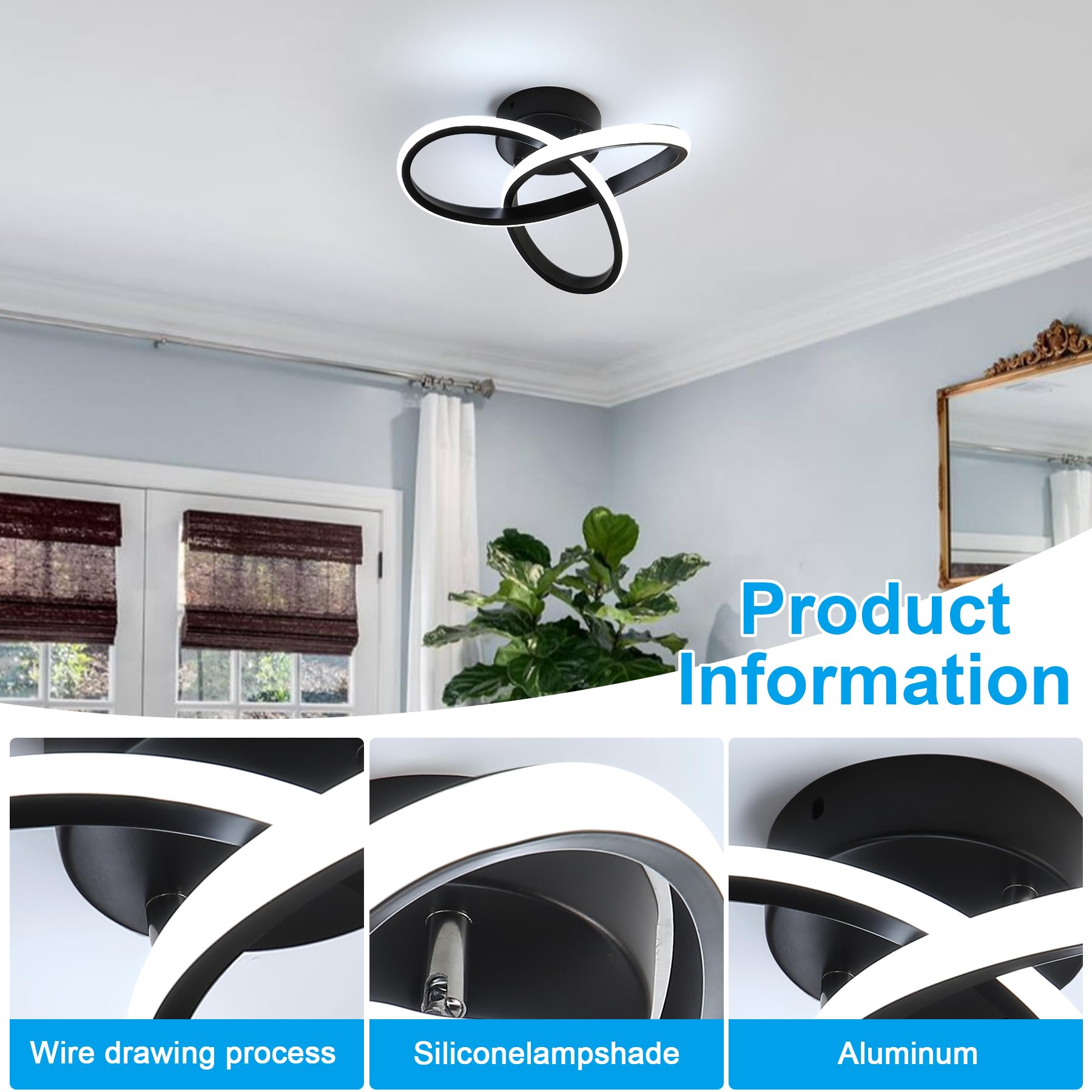 WeHome LED Ceiling Light 3 Color Modern Center Light Tri color Living ...