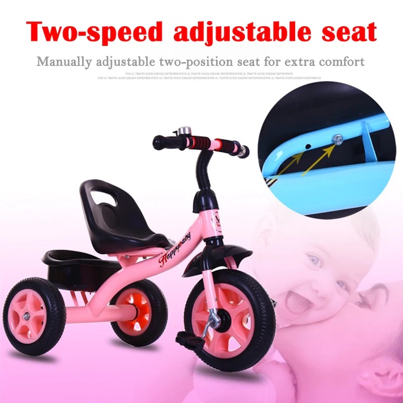 BEIGE Bike for Kids 3 Wheels 1-8 years old With Front Back Basket Push Handle Baby Stroller Bike ...