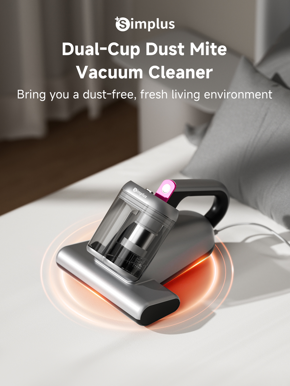 Simplus Dust Mite Vacuum Cleaner For Bed Dual Cups With UV Sterilization Mite Removal | Shopee ...