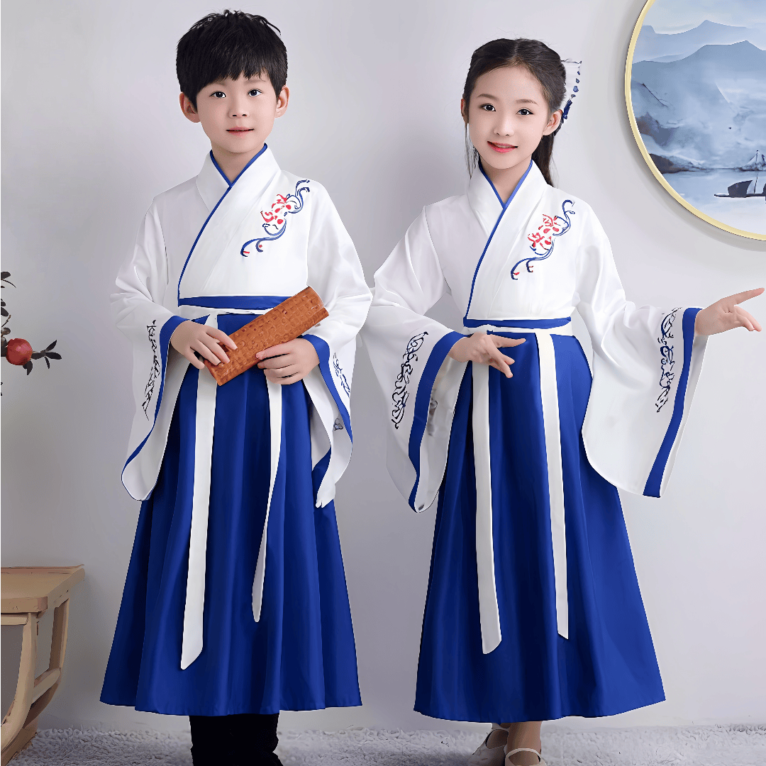 Chinese Tradition Performance Costume Hanfu For Kids Adult Boy Girl Red ...