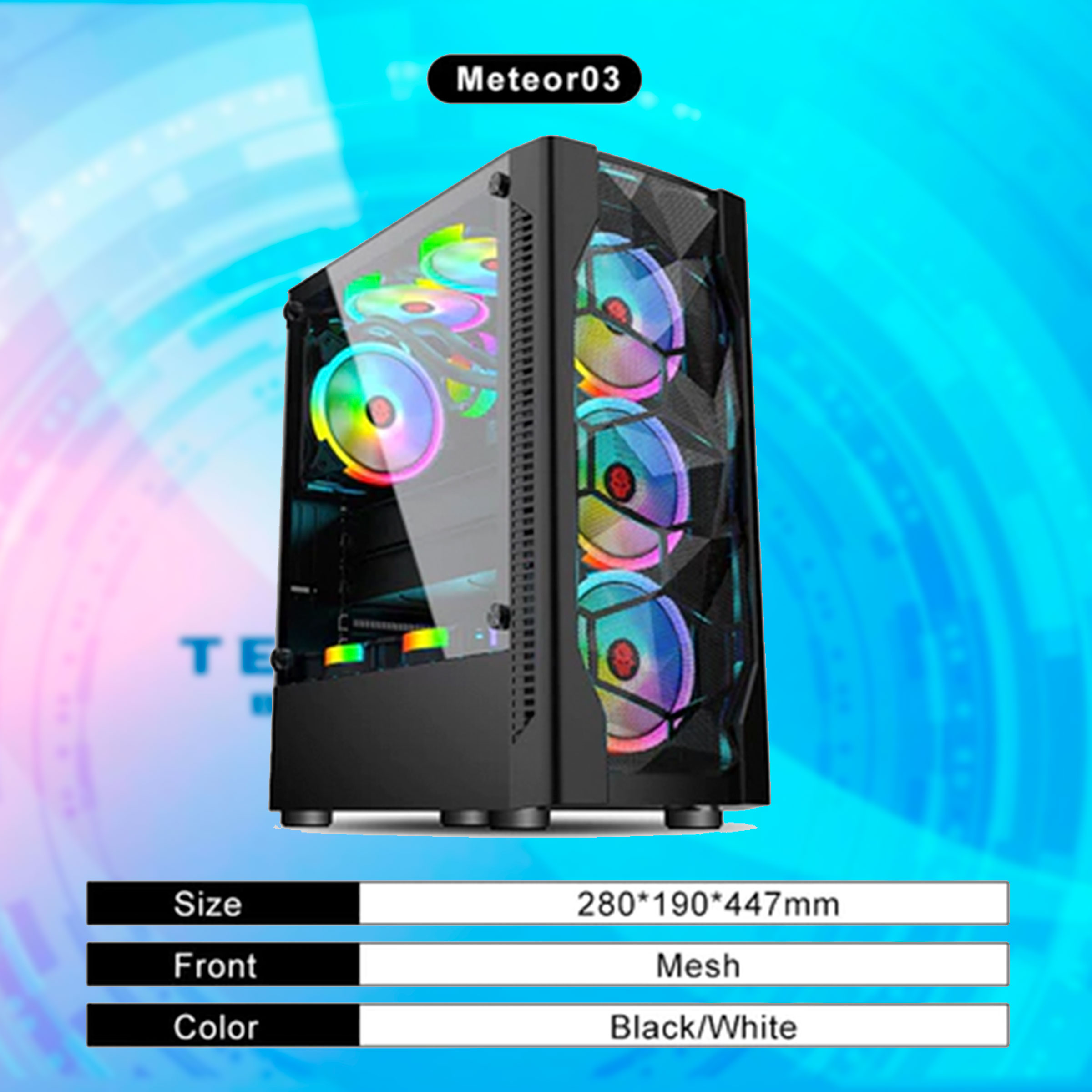 PCTECH_METEOR 03 BLACK/WHITE | INPLAY ACRYLIC CASE | ATX | MICRO ATX ...