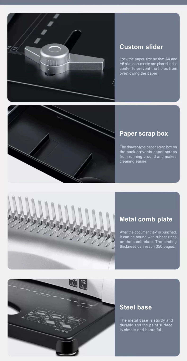 Comb Binding Machine A3/A4 Size 34 Hole Office Ring Binding Machine Heavy Duty Binding Machine ...