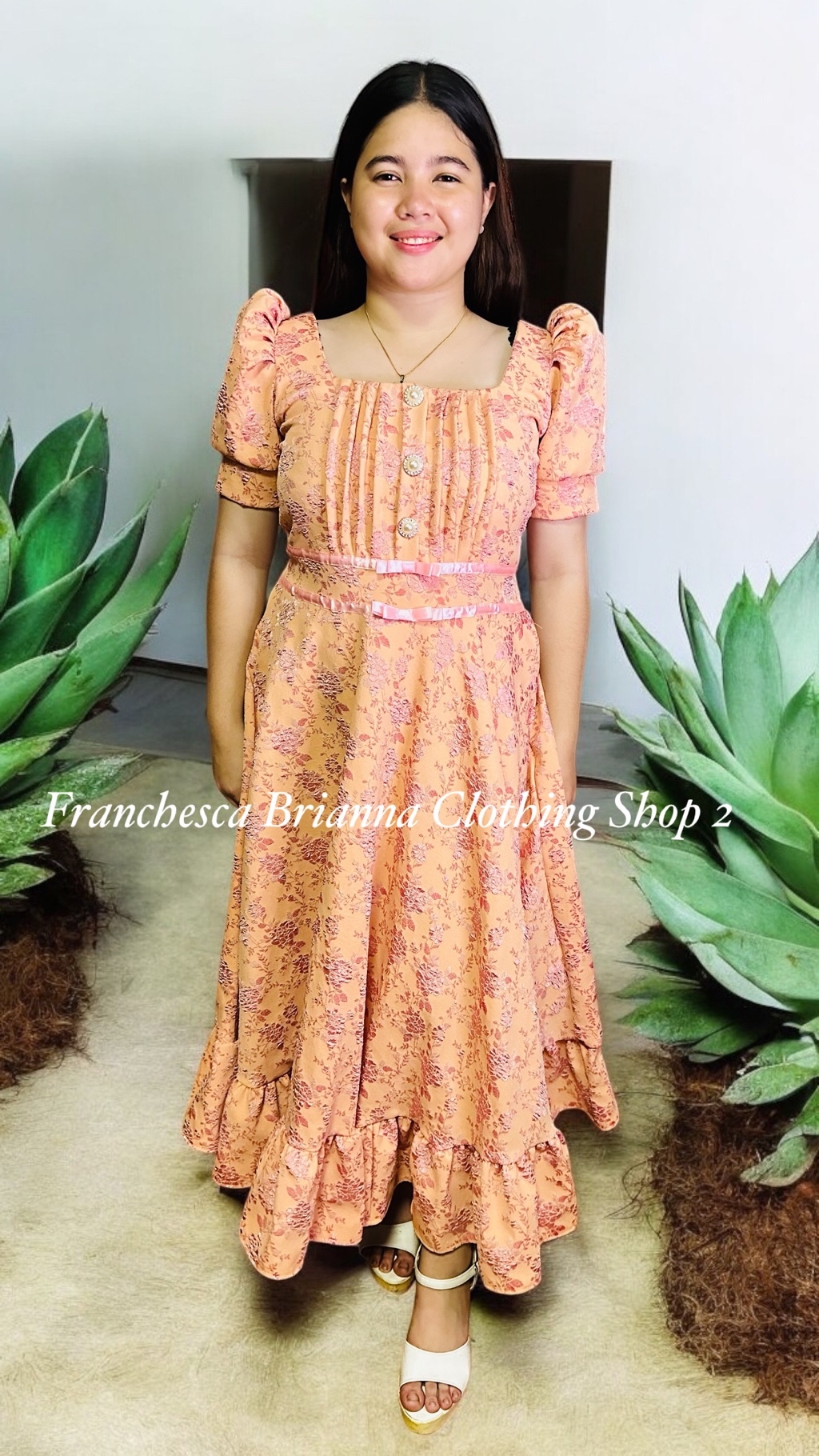 CRISTINE Formal Elegant Maxi Dress - Jacquard with Zipper, Side Pockets ...