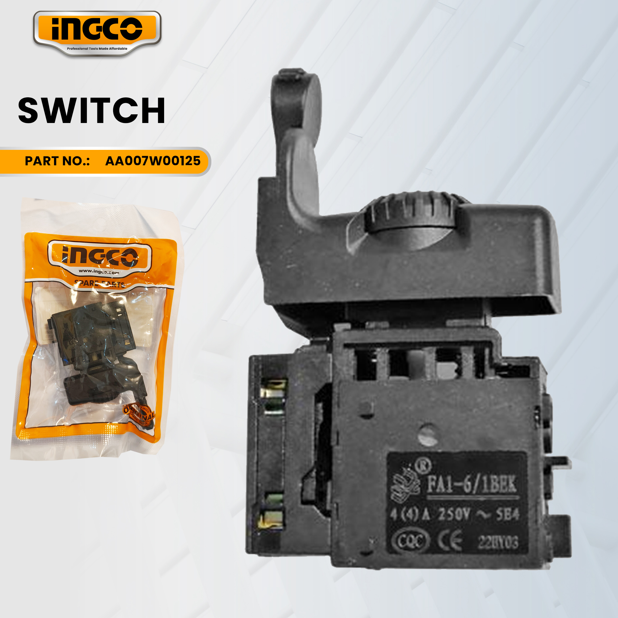 INGCO AA007W00125 Switch for ED45658 Electric Drill 450W 6.5mm | Shopee ...
