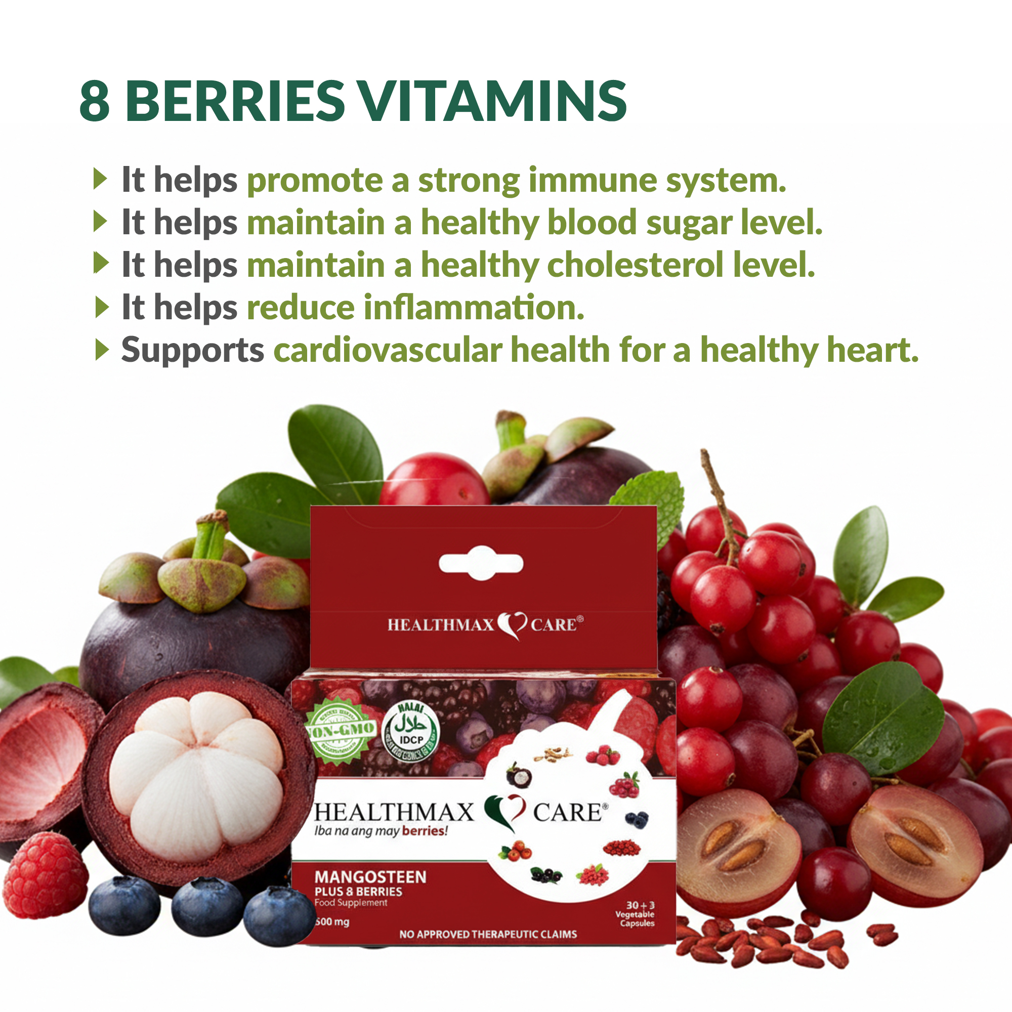 Healthmax Care Mangosteen Plus 8 Berries Vitamin Food Supplement 10 ...