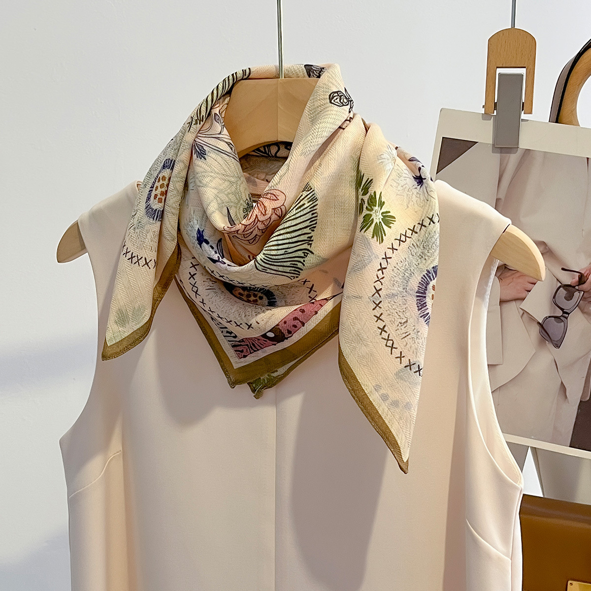 Vintage Scarf New Silk Scarf 90cm/70cm Satinartificial Silk Large ...