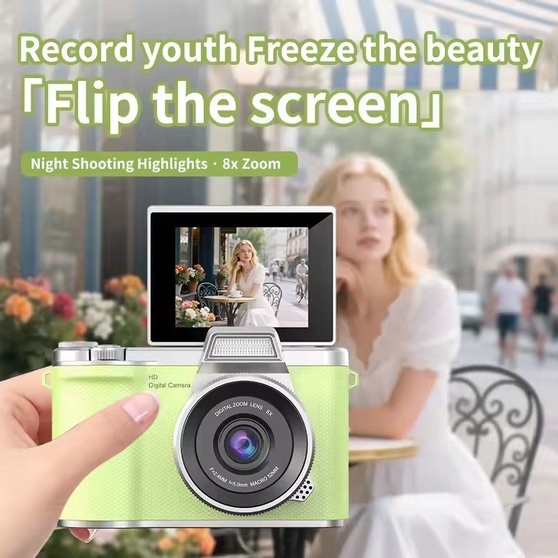 Digital Camera HD 4K Selfie 180° Flip Screen 48MP Photography 30X Retro ...
