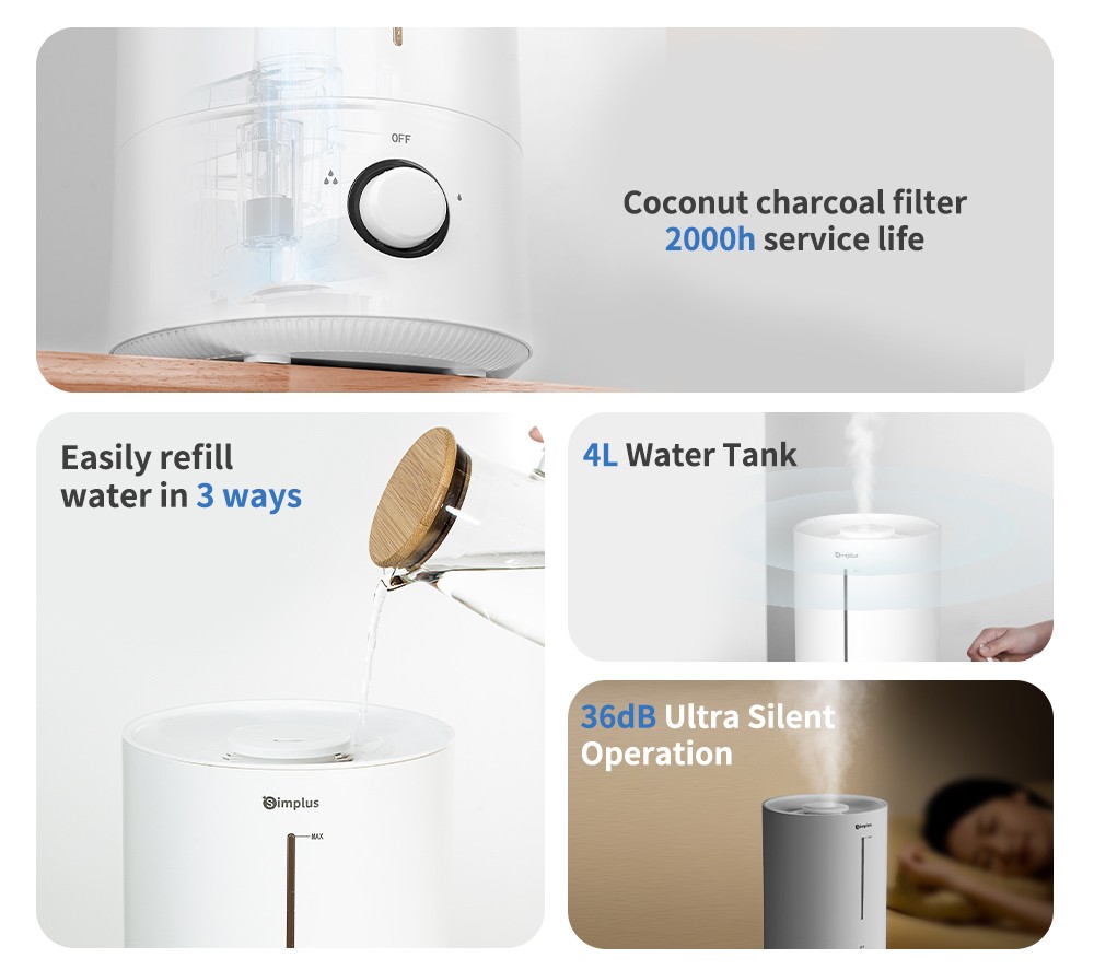 Simplus Humidifier 4L Capacity (350ml/h Humidification) JASH002 ...