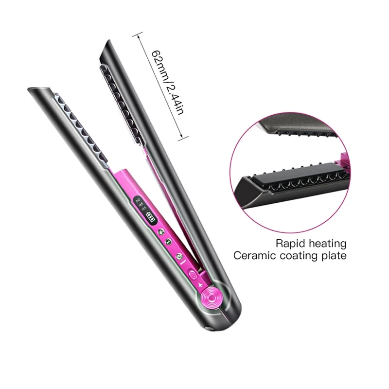 2 in 1 Cordless Hair Straightener and Curler Professional Ceramic Flat ...