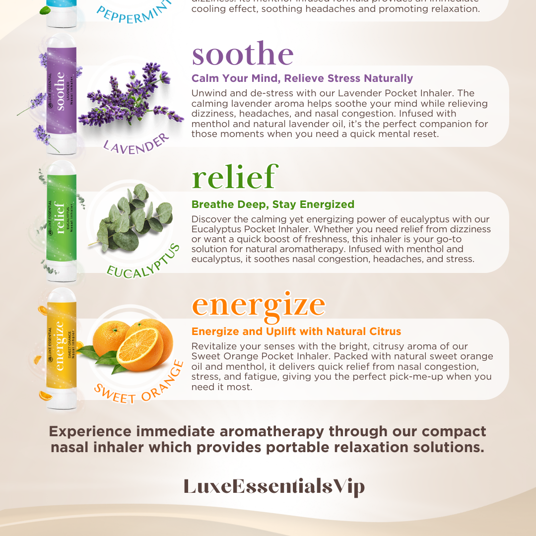 Nasal Inhaler by Luxe Essential – Refreshing Scent for Instant Relief ...