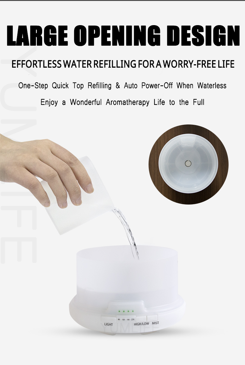 500ML 7 LED Humidifier with Essential oil Ultrasonic Aromatherapy ...