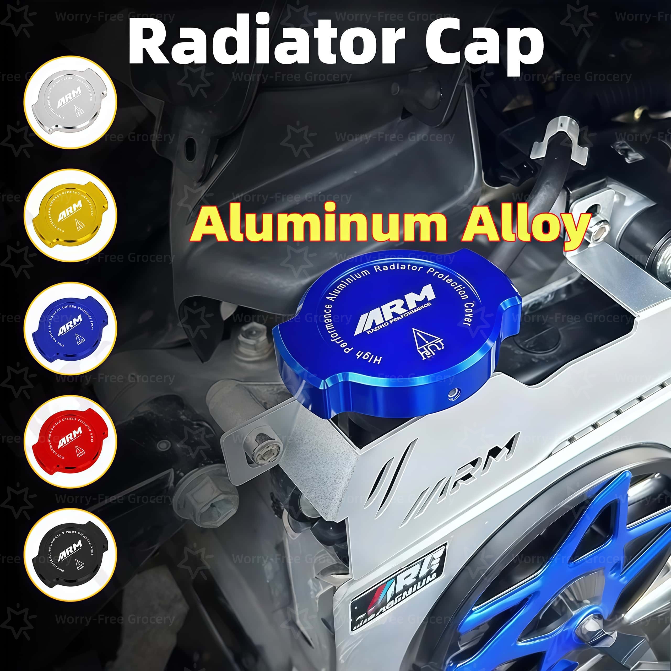 Arm Radiator Cap Cover Aluminum Full CNC Universal With Sticker 1PC ...